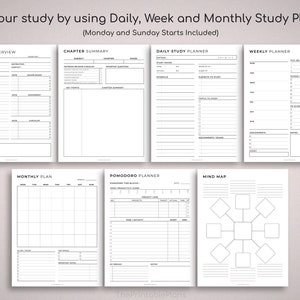 Printable Planner, Printable Student Planner Bundle, Study Planner ...