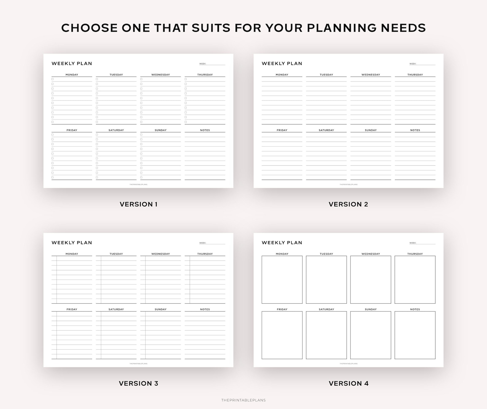 Weekly Planner Printable Landscape, Minimalist Weekly Schedule, Week at ...