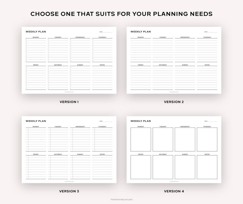 Weekly Planner Printable Landscape, Minimalist Weekly Schedule, Week at ...