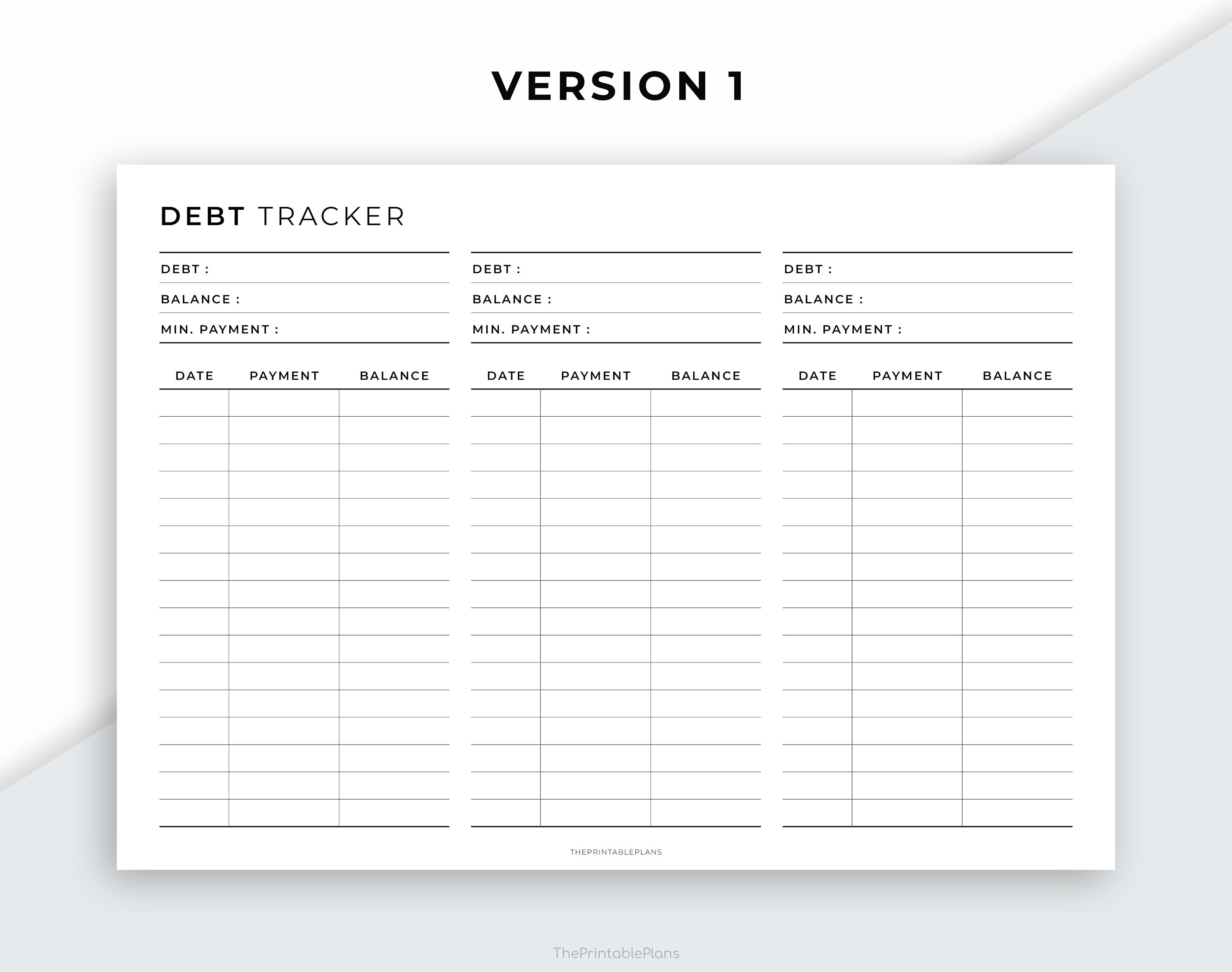 Debt Tracker Printable Landscape, Debt Payoff Log, Debt Overview, Debt ...