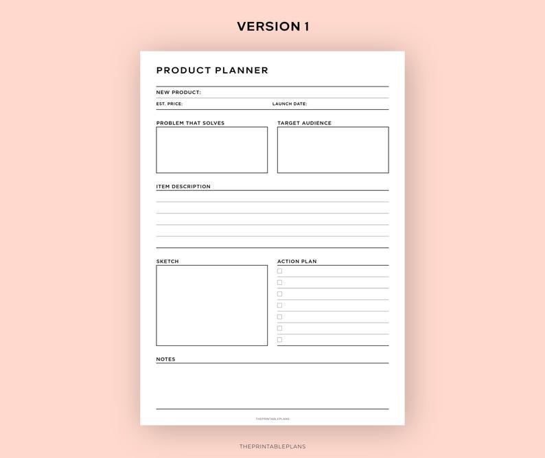 Product Planner Printable, New Product Planner, Product Development ...
