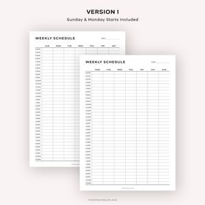 Half Hour Weekly Schedule, Weekly Planner Printable, Week at a Glance ...