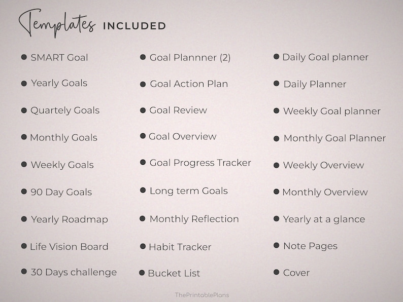 Printable Goal Planner Bundle, Daily, Weekly, Monthly, Quarterly ...