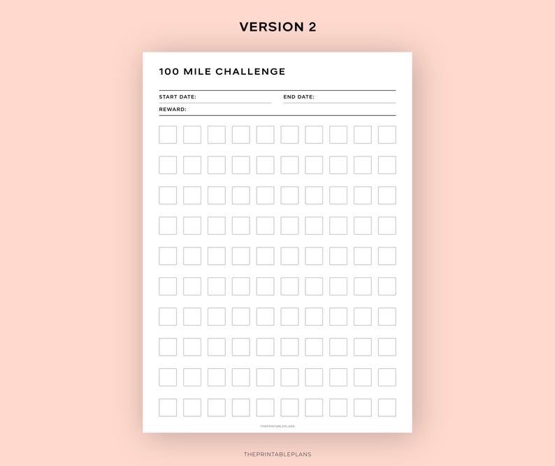 100 Mile Challenge Tracker Printable, Workout Challenge, Exercise ...
