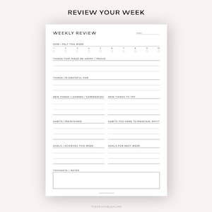 Weekly Review Printable, Weekly Reflection, Weekly Evaluation, Weekly ...