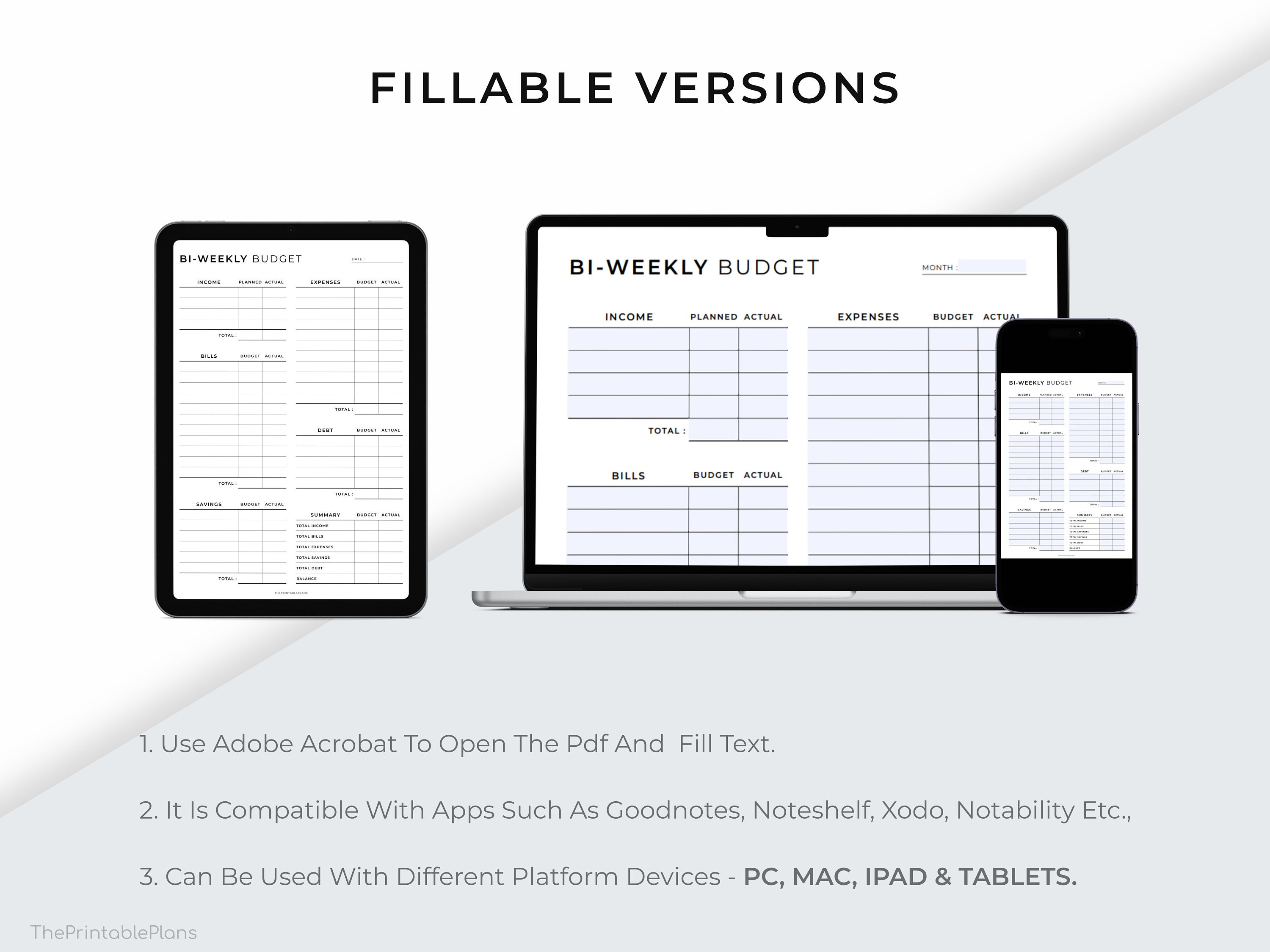 Bi Weekly Budget Planner Printable, Bi-weekly Template, Paycheck Budget ...