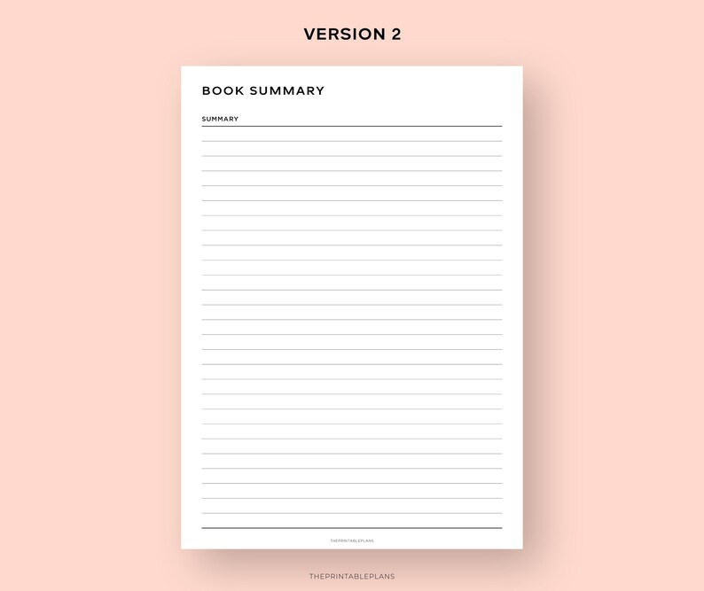 Book Summary Printable, Reading Summary Template, Reading Journal, A4 ...