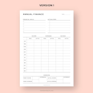 Annual Finance Planner Printable, Yearly Finance Overview, Yearly ...