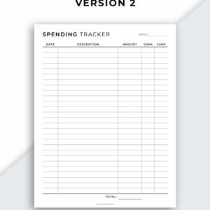 Spending Tracker Printable, Expense Tracker, Spending Planner, Budget ...