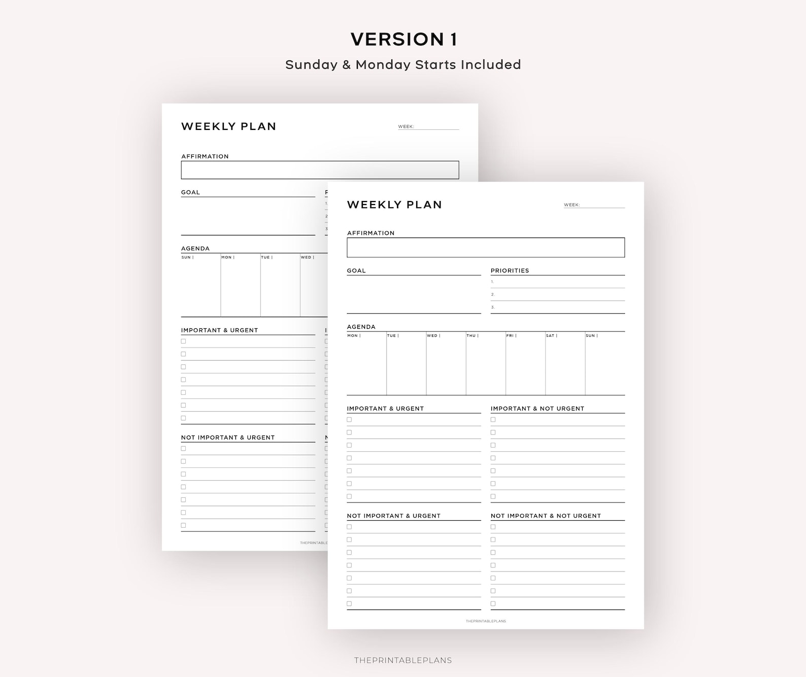 Task Priority Matrix, Weekly Planner Printable, Weekly Productivity ...
