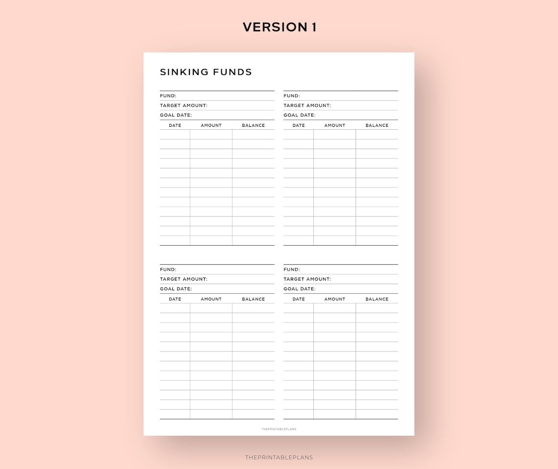 Sinking Funds Tracker Printable, Sinking Funds Printable, Savings ...