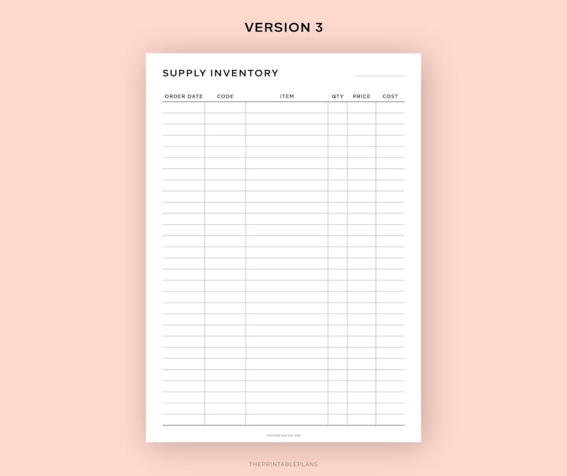 Supply Inventory Tracker Printable, Supplies to Order Tracker, Small ...
