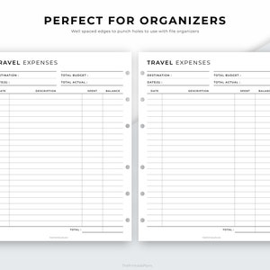 Simple Travel Expenses Tracker Printable, Vacation Spending Log, Daily ...
