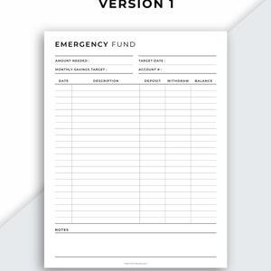 Emergency Fund Tracker Printable, Emergency Fund Challenge, Emergency ...