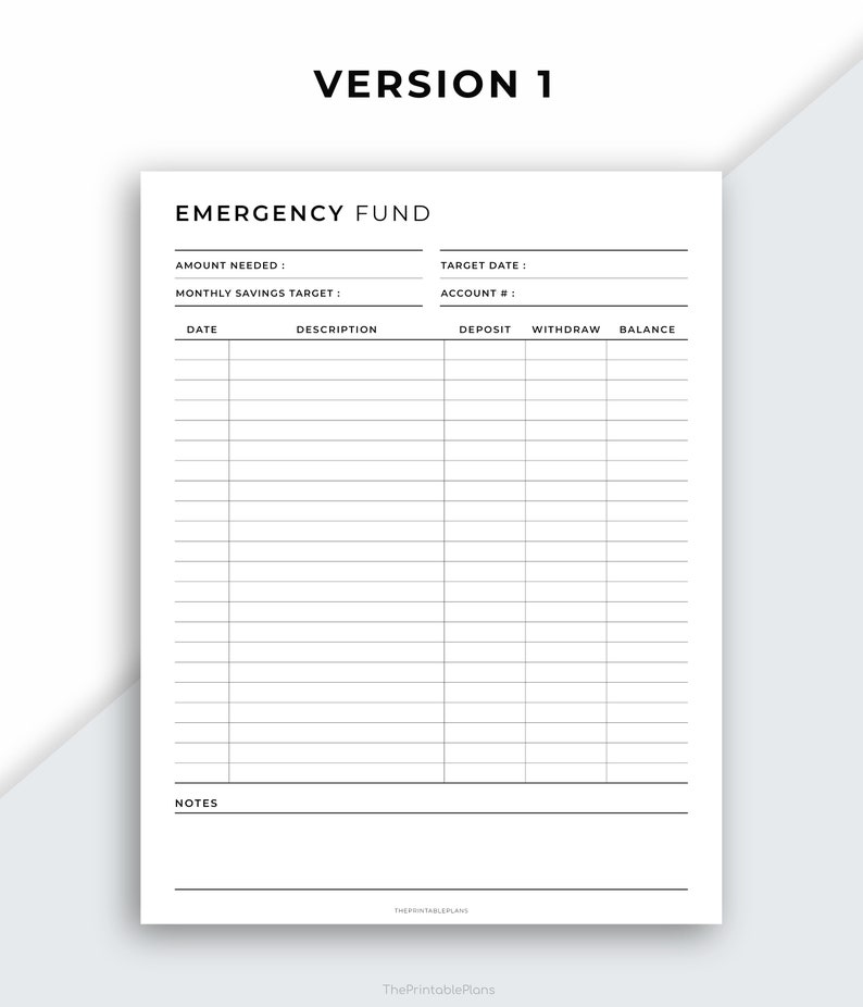 Emergency Fund Tracker Printable Emergency Fund Challenge - Etsy