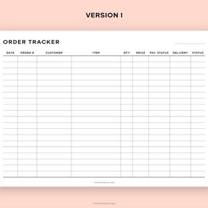 Order Tracker Landscape Printable, Order Log Template, Sales Tracker ...