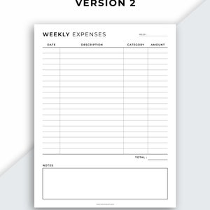 Weekly Expenses Tracker Printable, Expense Log, Spending Tracker ...
