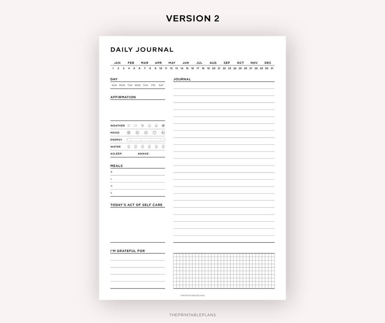 Daily Journal Printable, Goodnotes Journal, Diary Journal, Self Care ...
