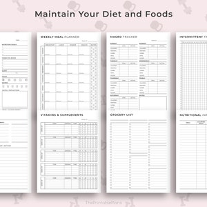 Printable Health and Fitness Planner Bundle, Fitness Journal, Diet ...