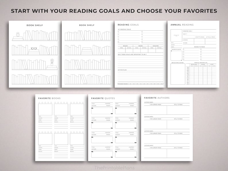 Reading Planner Bundle Printable Reading Journal Reading - Etsy