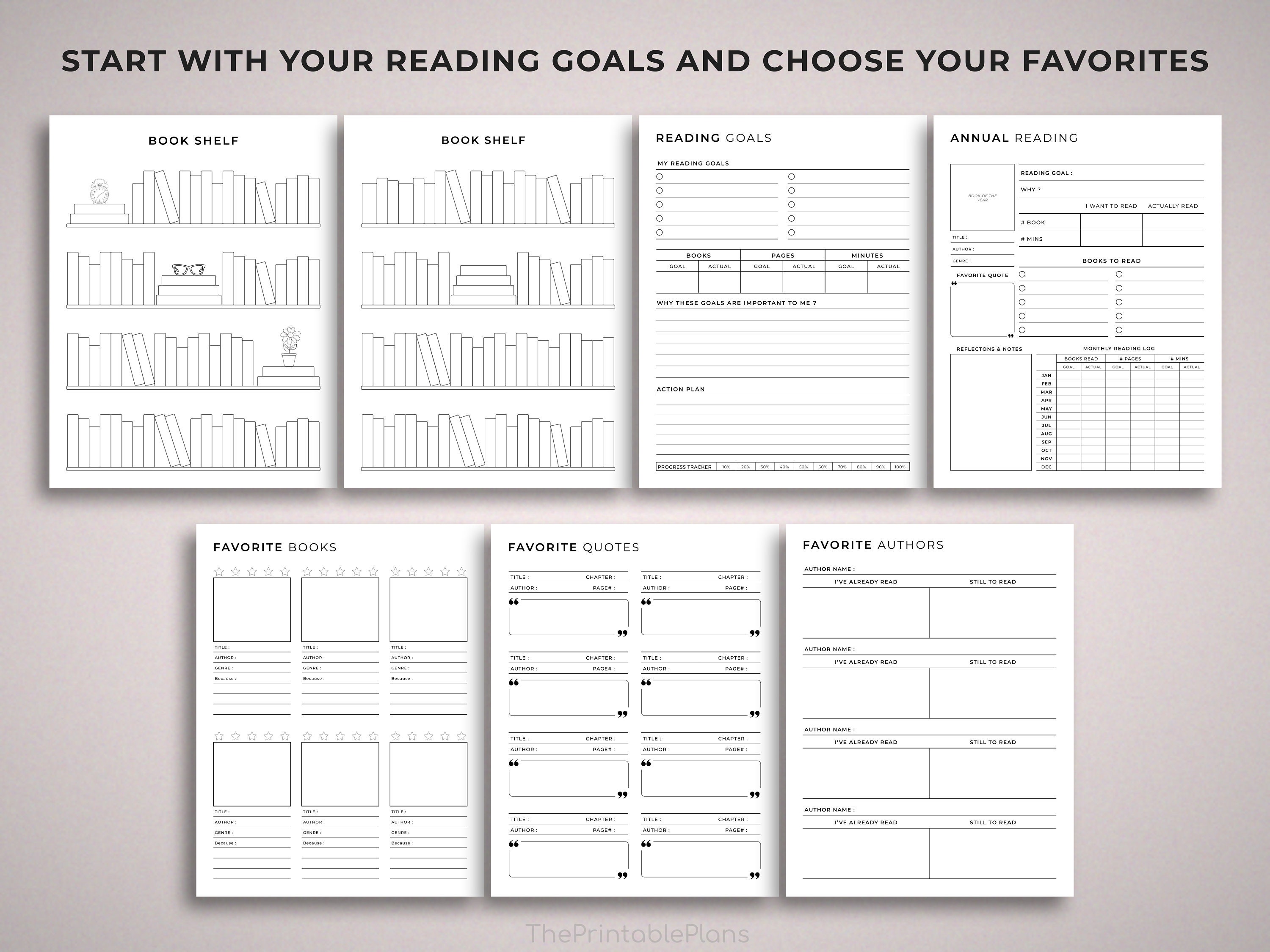Reading Planner Bundle Printable Reading Journal Reading - Etsy