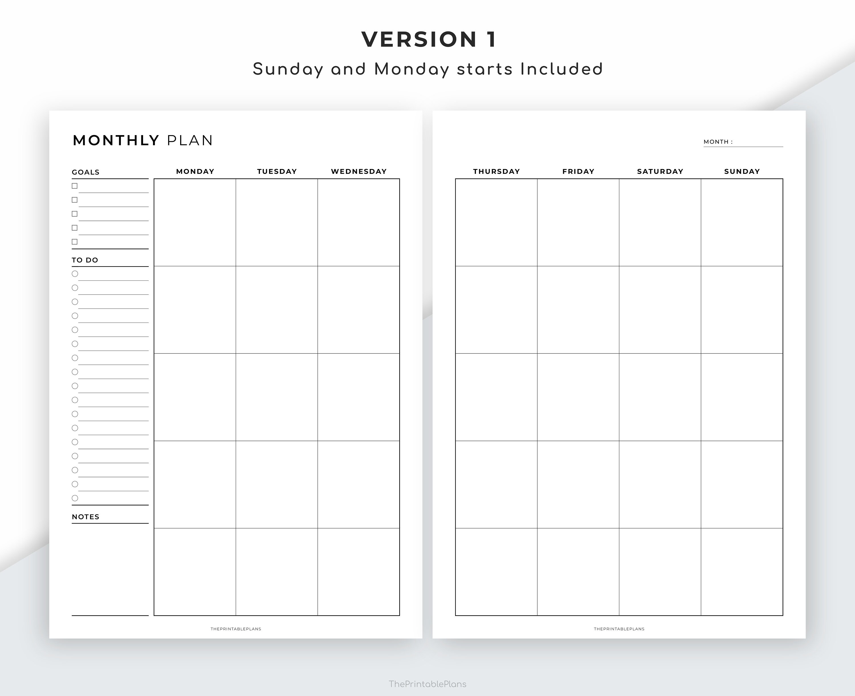 Monthly Goal Planner Printable, Monthly Planner, Productivity Planner ...