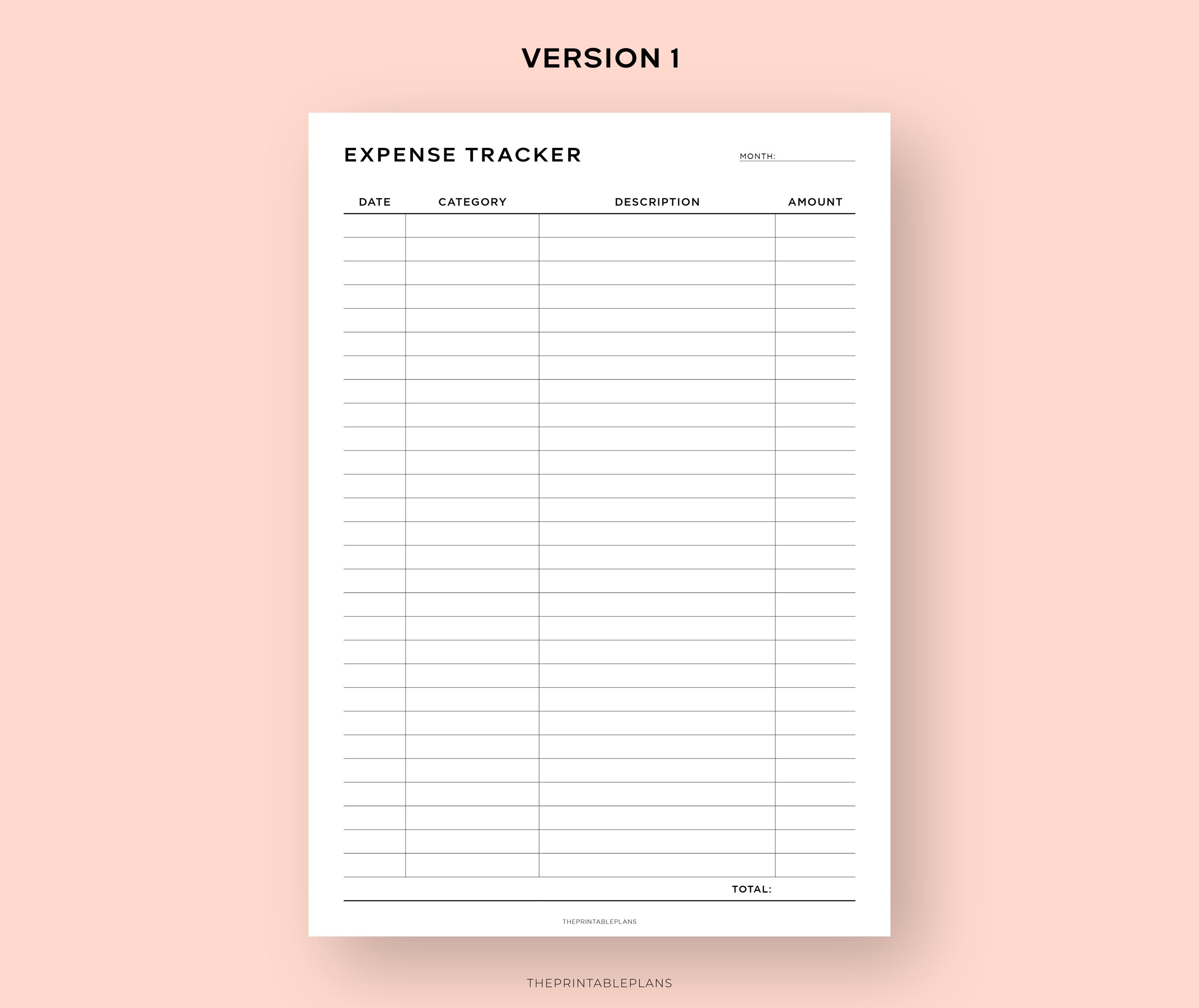 Expense Tracker, Spending Tracker, Expense Log, Purchase Log, Budget ...
