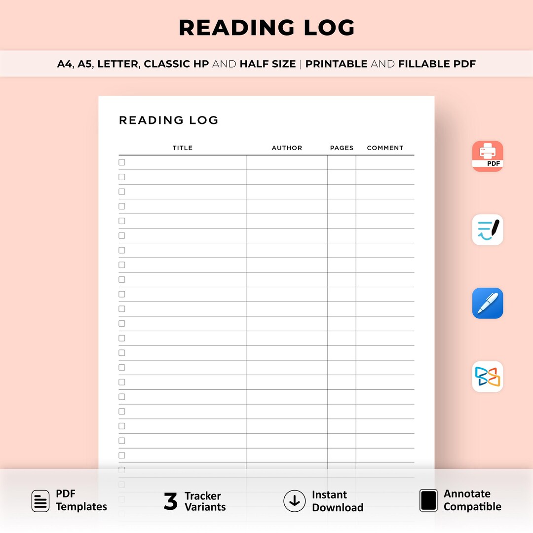 Reading Log Printable, Reading Tracker, Books to Read, Books I've Read ...