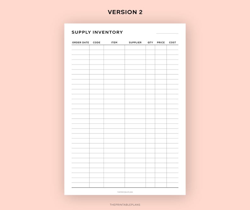 Supply Inventory Tracker Printable, Supplies to Order Tracker, Small ...