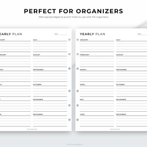 Minimalist Yearly Planner Year at a Glance Annual Overview Task Planner ...