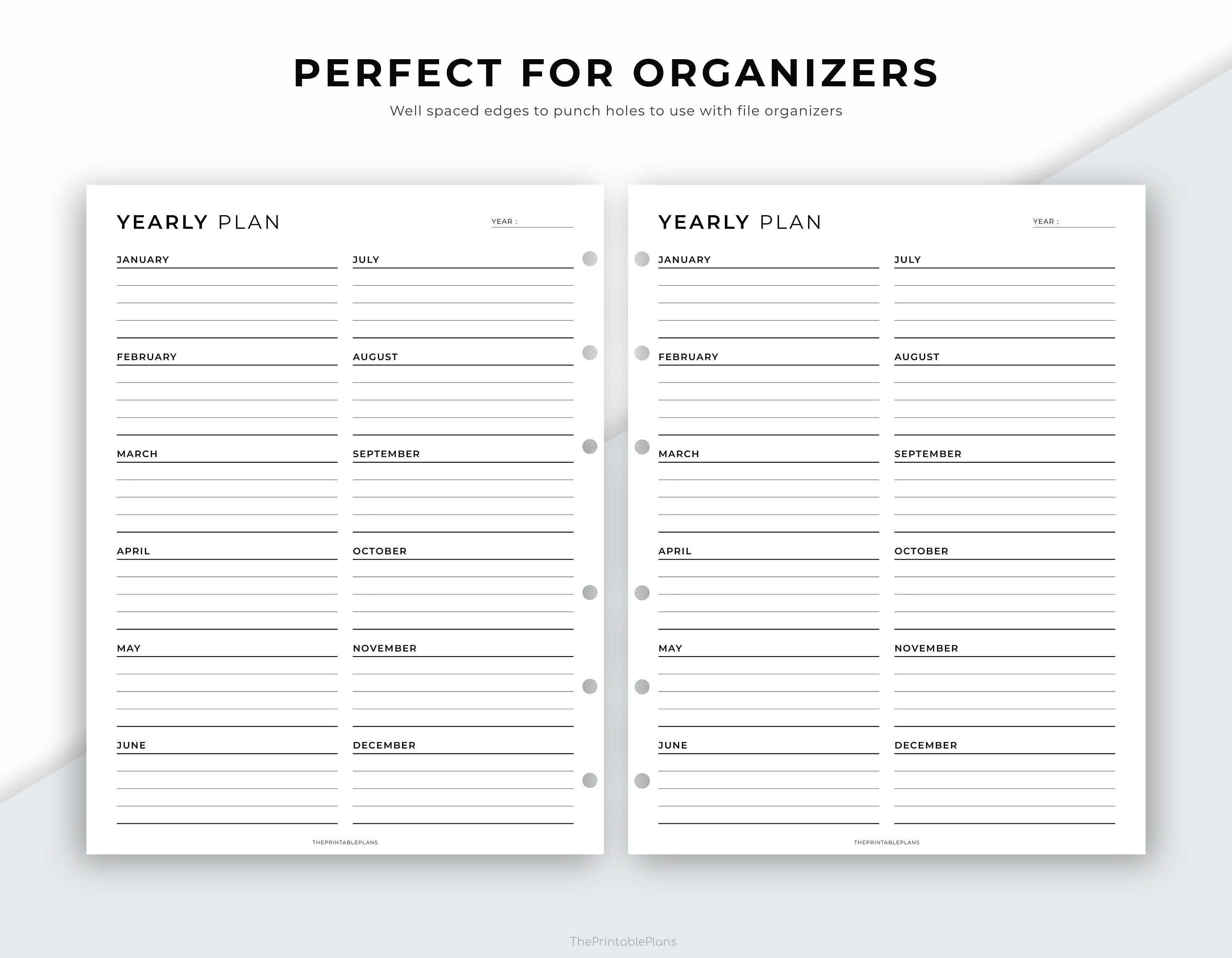 Minimalist Yearly Planner Year at a Glance Annual Overview - Etsy