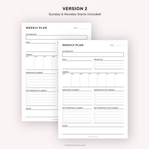 Task Priority Matrix, Weekly Planner Printable, Weekly Productivity ...