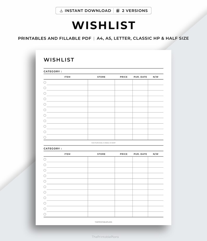 Wishlist Page Printable, Holiday Wishlist Template, Birthday Wishlist ...