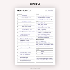 Month at a Glance Printable, Monthly Planner, Monthly Goal Planner, to ...