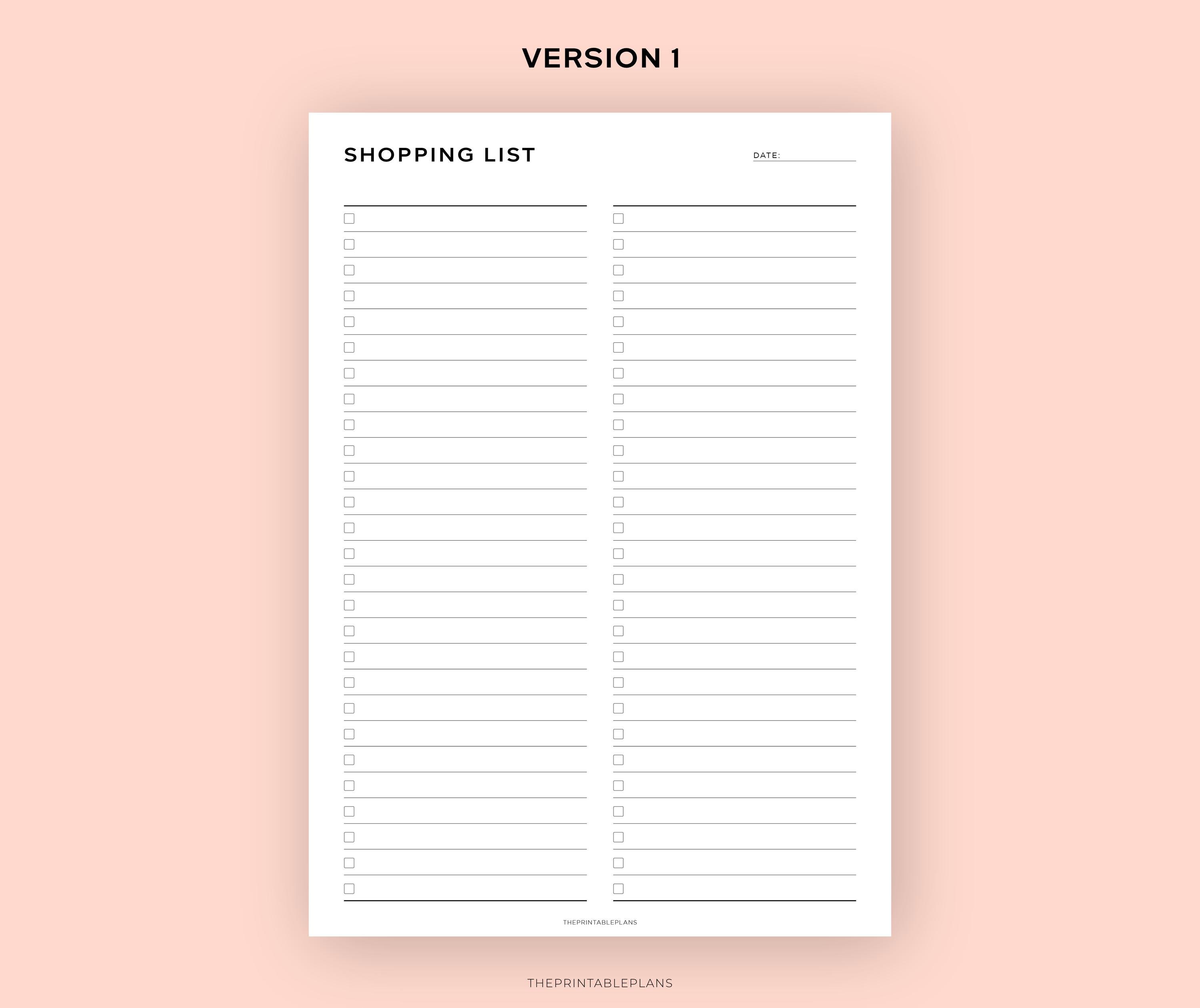 Shopping List Template Printable, to Buy List, Item Checklist, Shopping ...