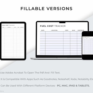 Fuel Cost Tracker Printable, Vehicle Fuel Cost per Mile, Fuel Expense ...