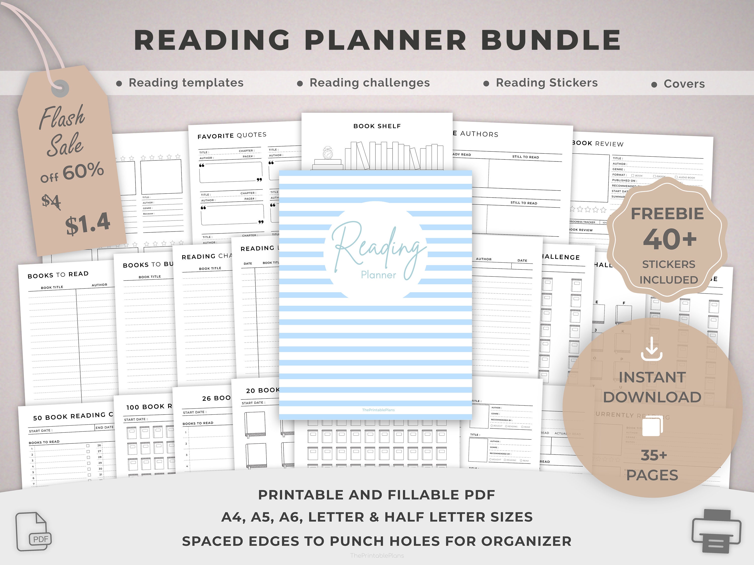 Reading Planner Bundle Printable Reading Journal Reading - Etsy