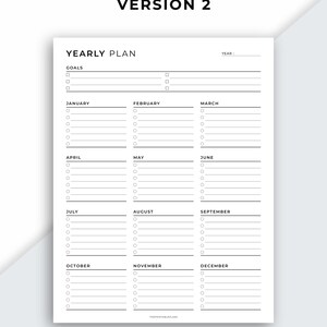 Yearly Goal Planner Printable, Goal Setting, Yearly Planner ...