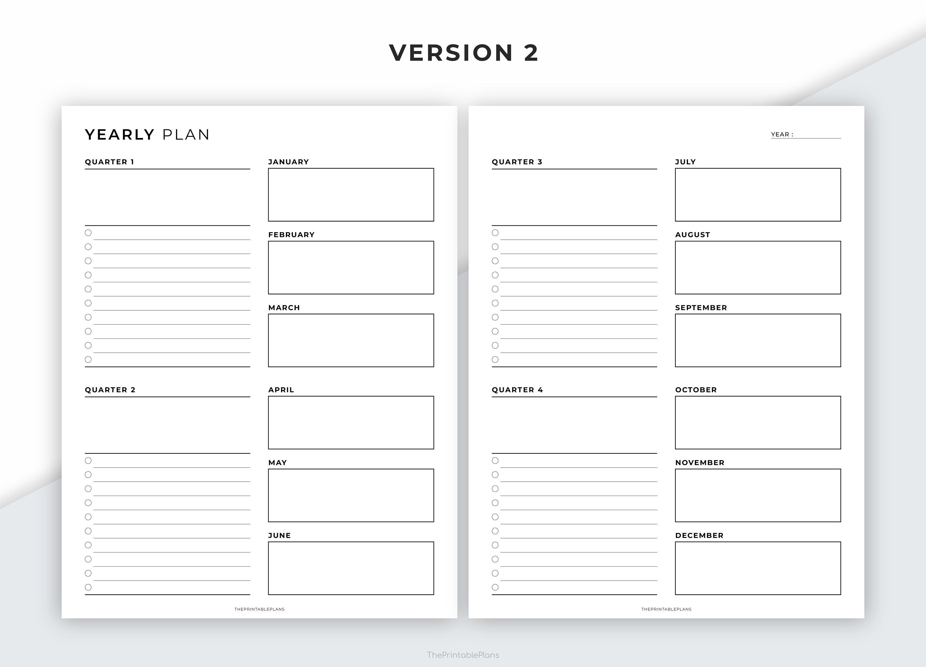 Yearly Planner Printable, Quarterly Goals, Annual Overview, Tasks ...