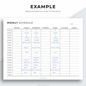 Hourly Weekly Schedule Landscape, Weekly Planner Printable, Week at a ...