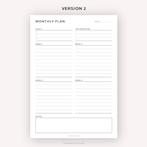 Monthly Goal Planner Printable, to Do List Template, Task List, Monthly ...