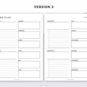 Yearly Planner Printable, Quarterly Goals, Annual Overview, Tasks ...