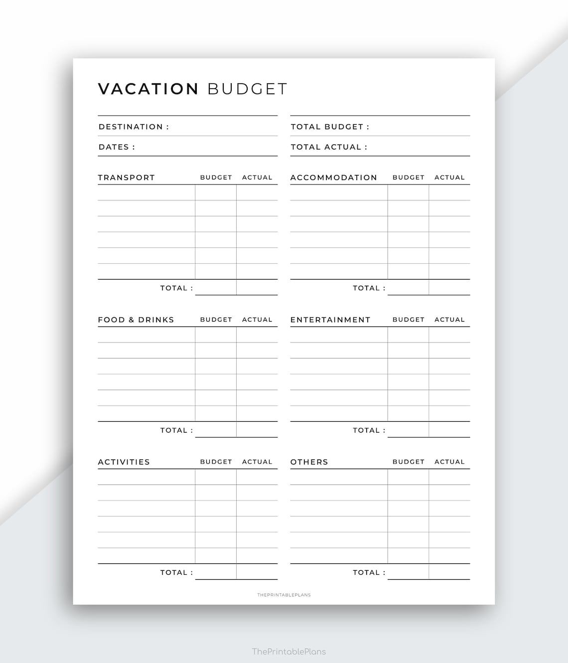 Vacation Budget Planner Printable, Travel Planner, Travel Spending ...