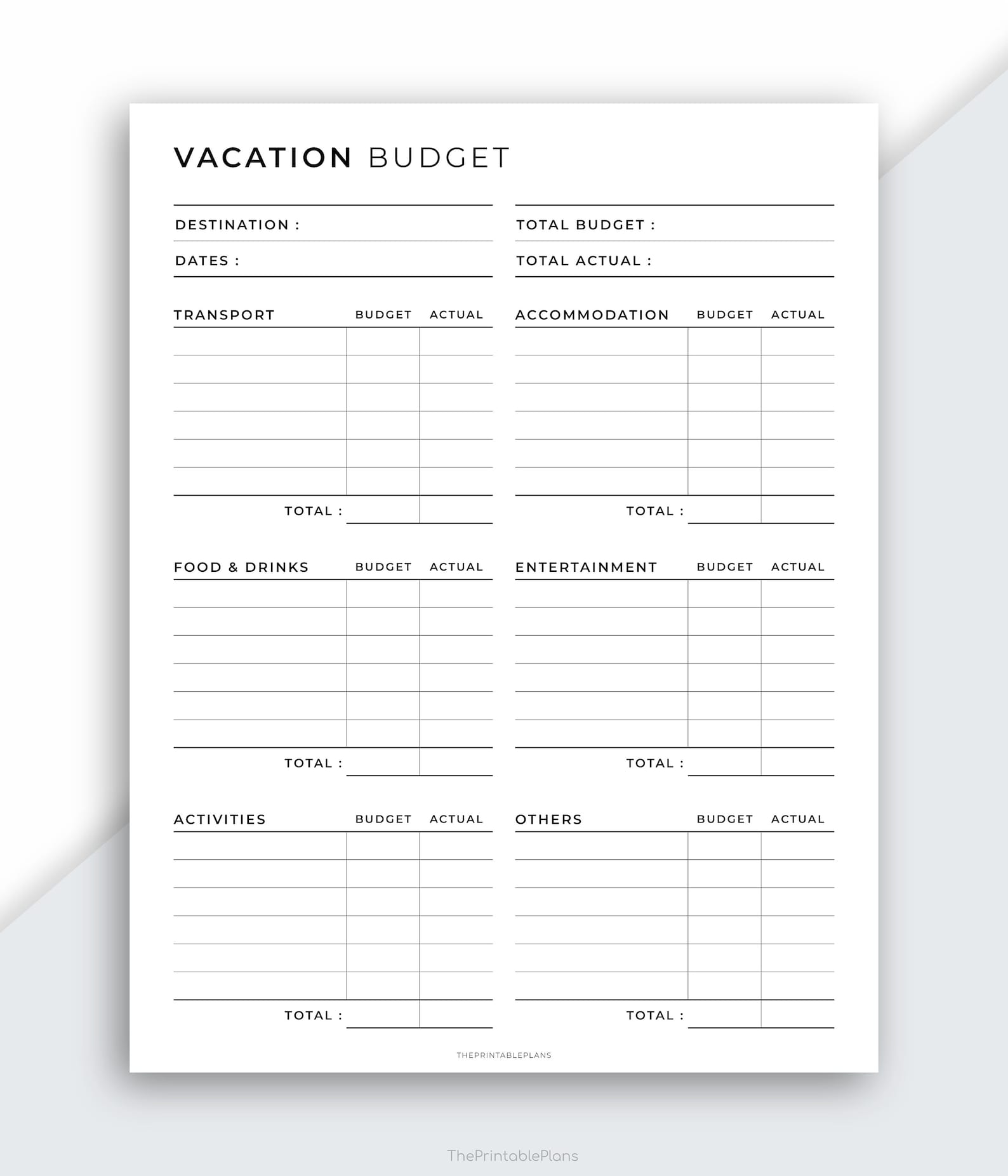 Vacation Budget Planner Printable, Travel Planner, Travel Spending ...
