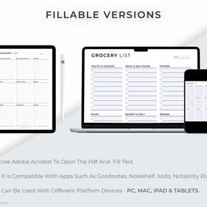 Grocery List Printable Template, Grocery Planner, Food Shopping List ...