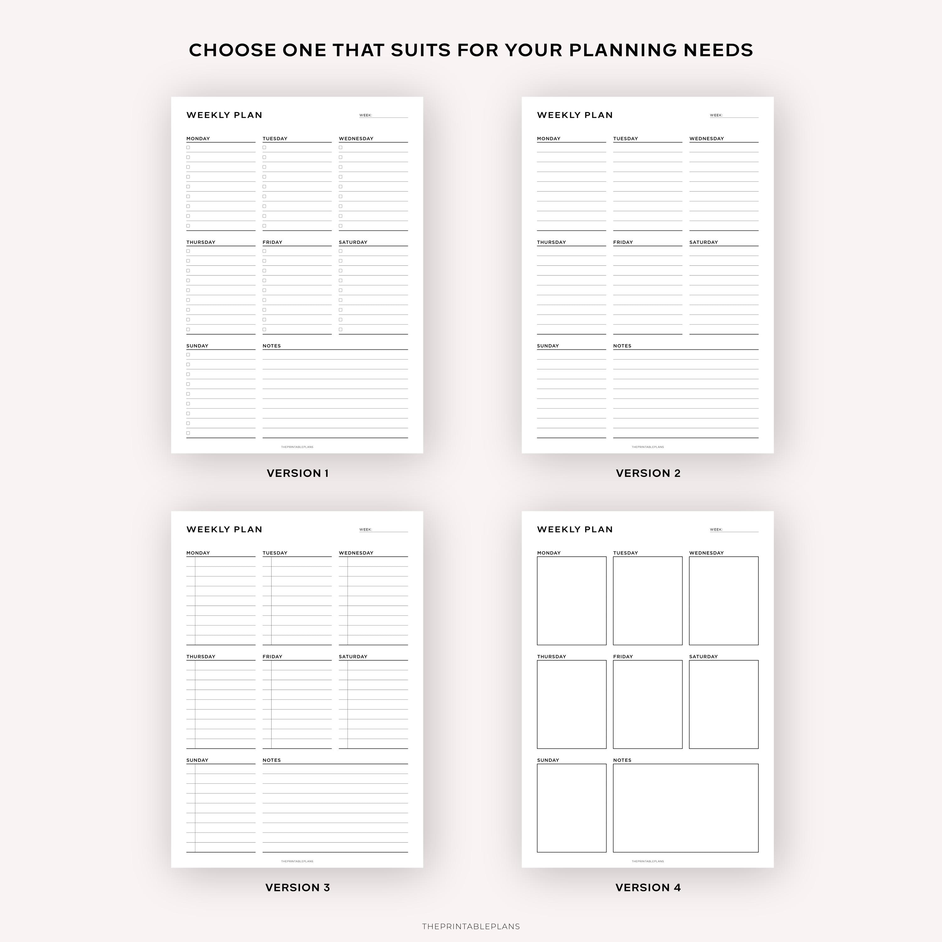 Weekly Planner Printable, Week at a Glance, Weekly Schedule, to Do List ...
