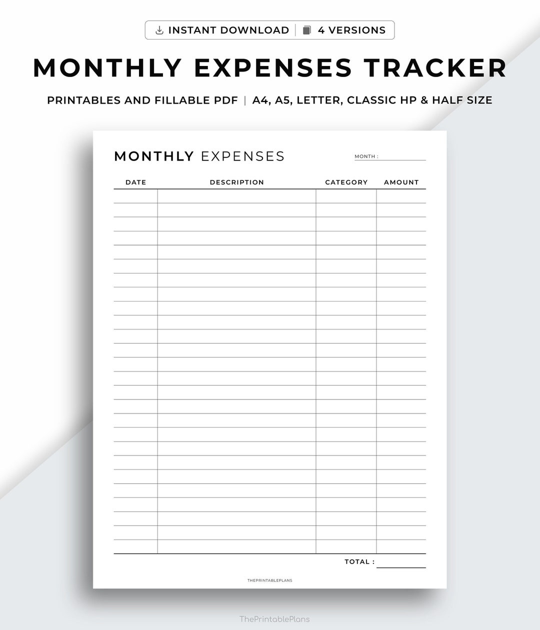 Monthly Expenses Tracker Printable, Expense Log Printable, Spending Log ...