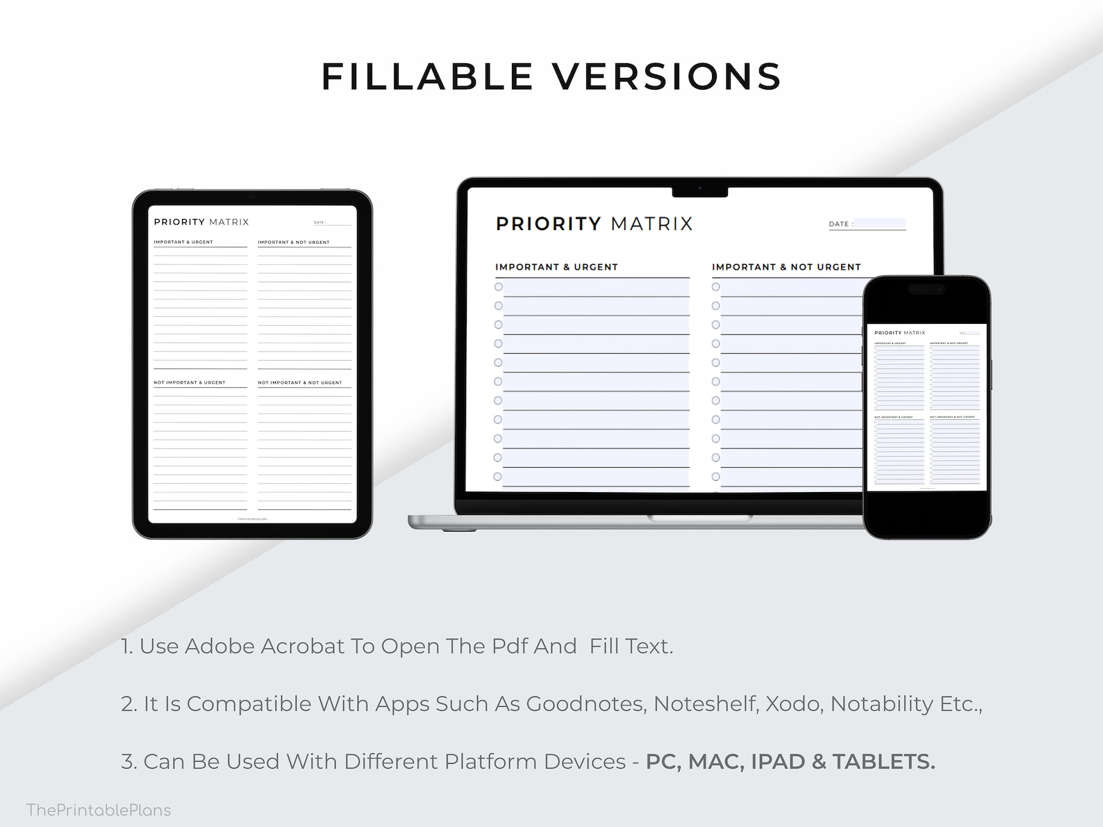 Priority Matrix Printable, Decision Matrix, Eisenhower Matrix, My ...