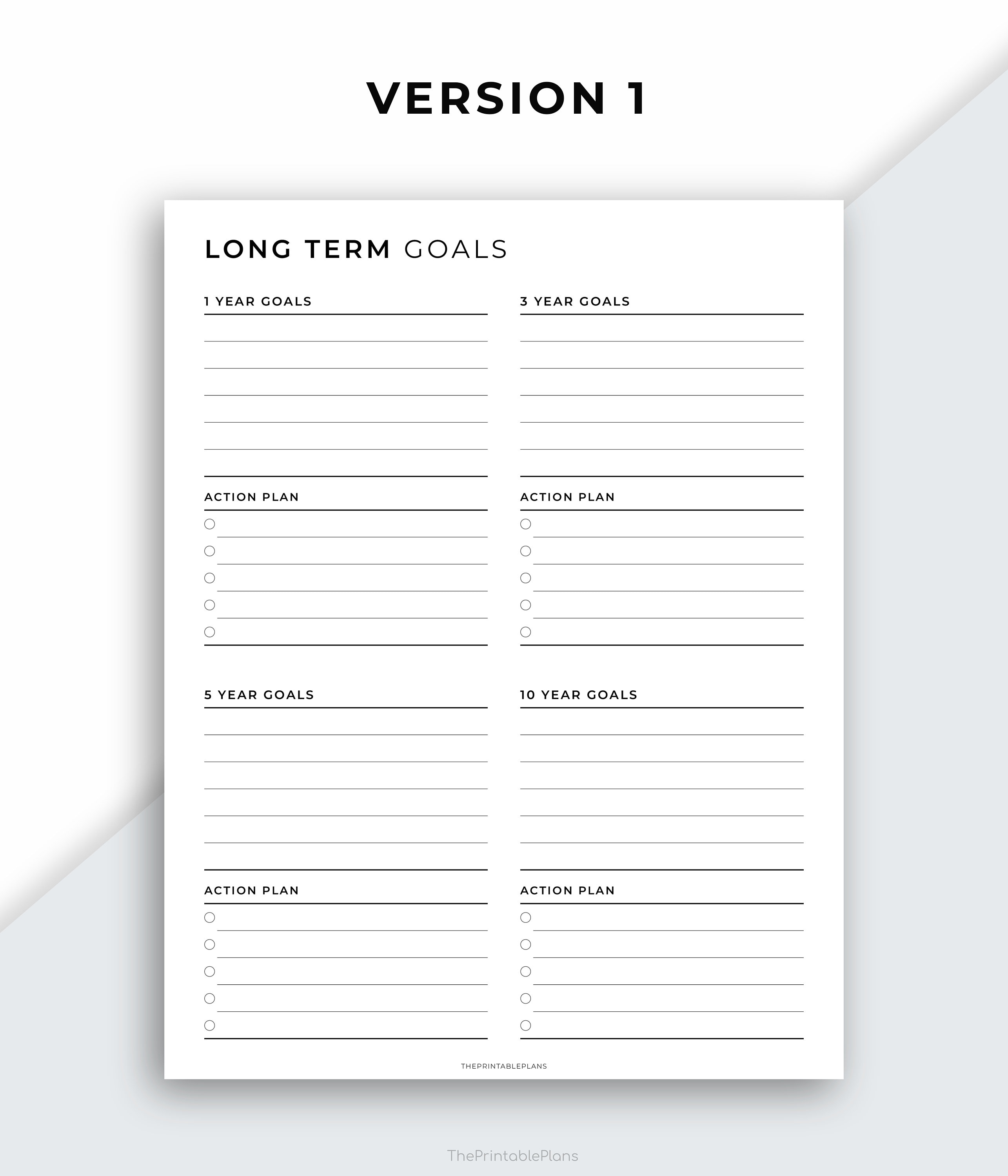 Long Term Goal Planner Printable, Goal Setting, Productivity Planner ...