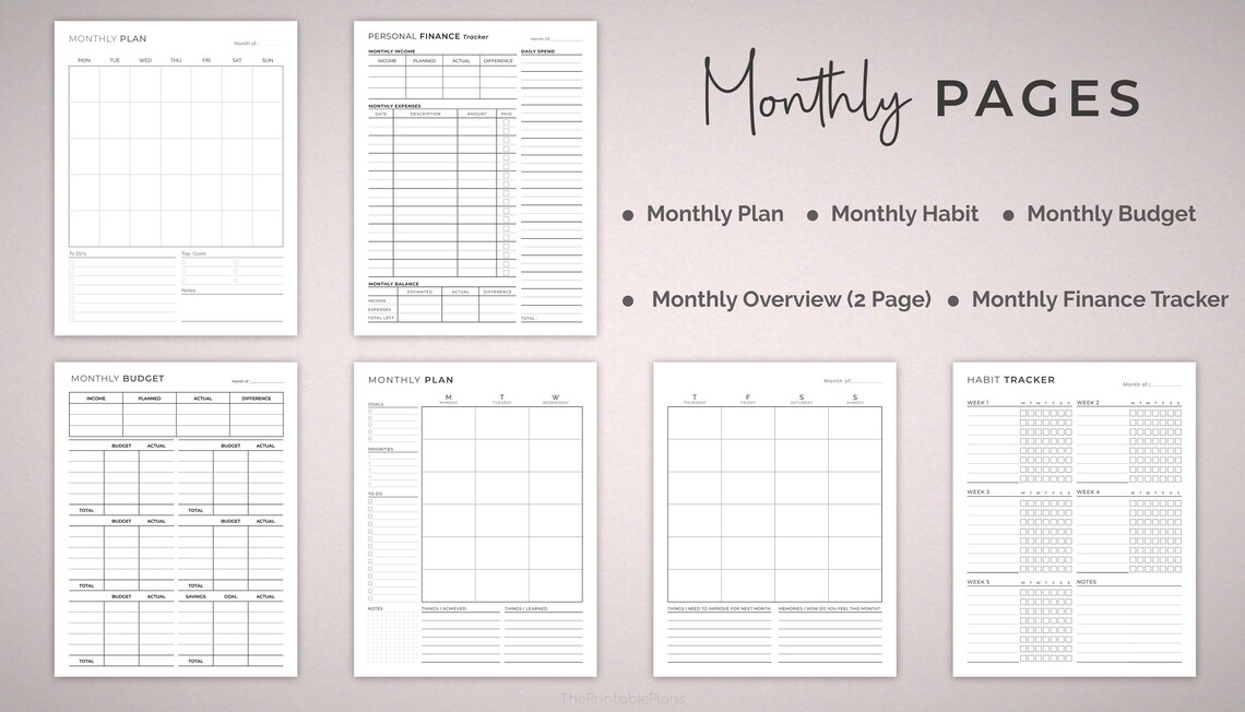 Printable Planner Personal Planner Bundle Daily Weekly - Etsy